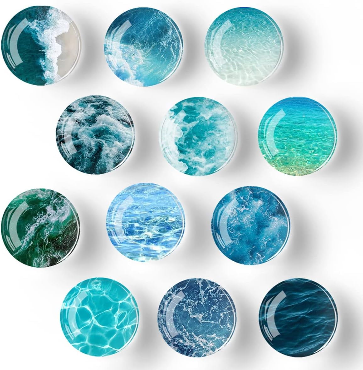12 PCS Glass Strong Refrigerator Magnets, Ocean Pattern Series ...