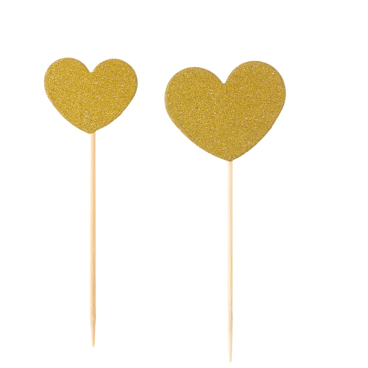 12 PCS Glitter Cake Picks Birthday Wedding Love Heart Cupcake Toppers ...