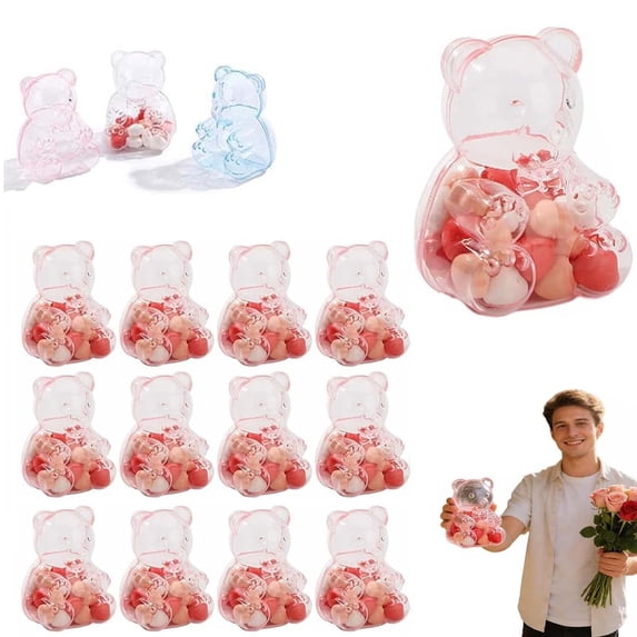 12 PCS Gummy Bear Container,Large Clear Plastic Plastic Bear Candy ...