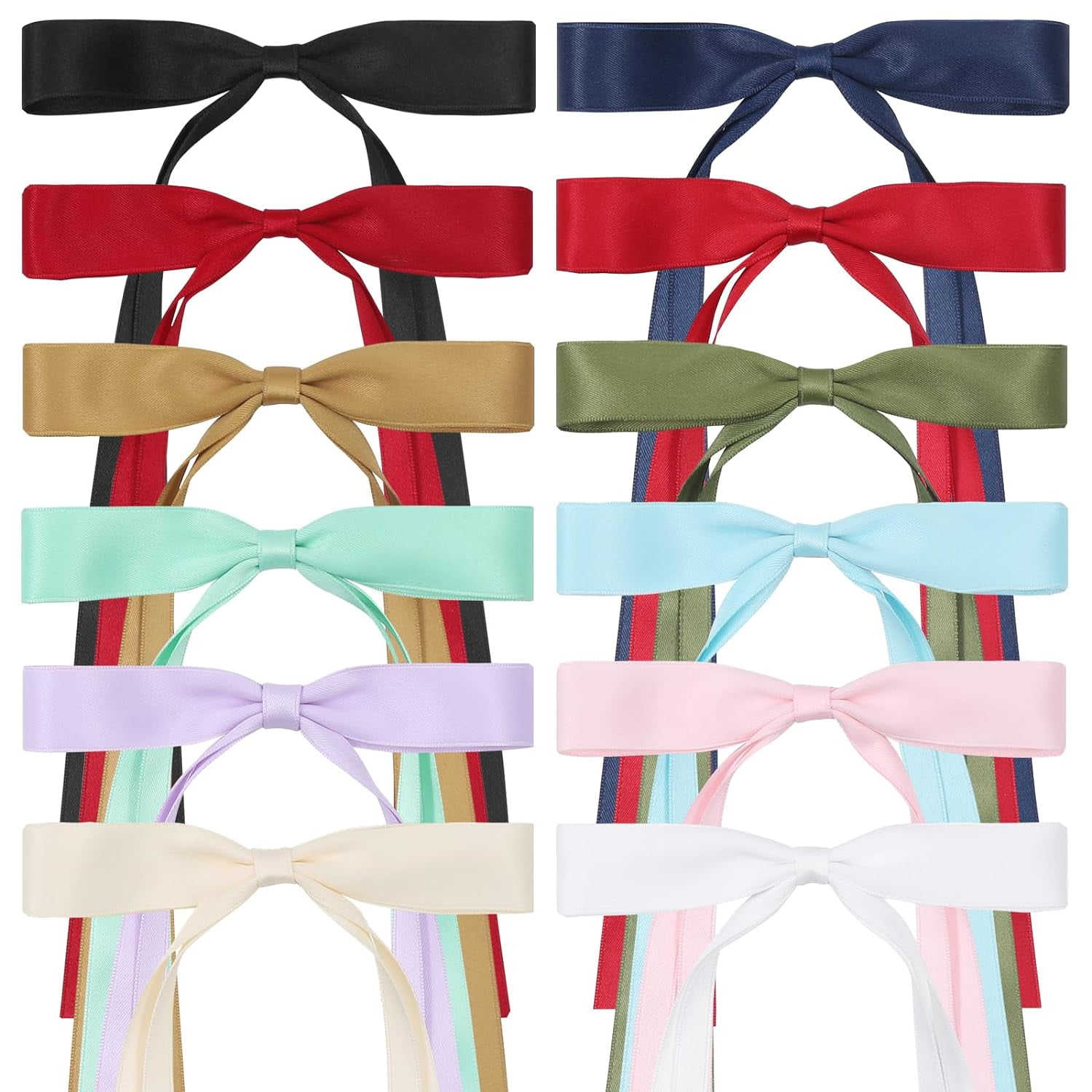 12 PCS Hair Bows for Women, Hair Ribbon hair bows with Long Tail,Cute ...