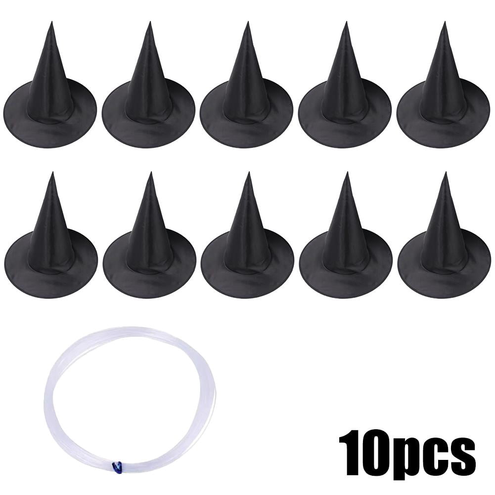 12 PCS Halloween Decorations,Floating Black Witch Hats with 98FT Nylon ...