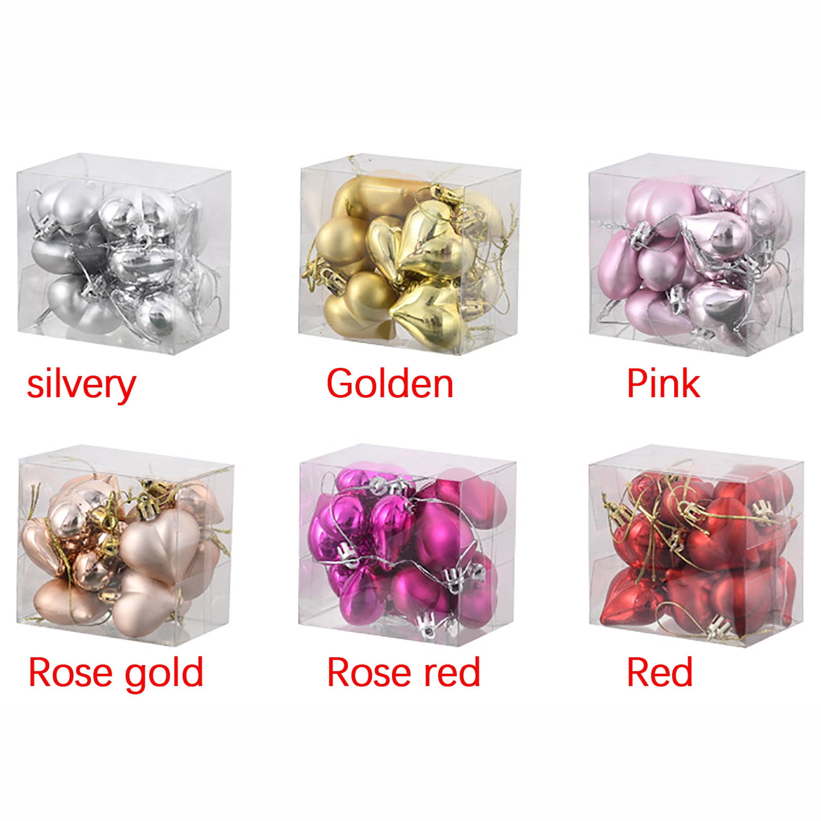 12 PCS Heart Shaped Decorations for Christmas Tree Party Decor ...