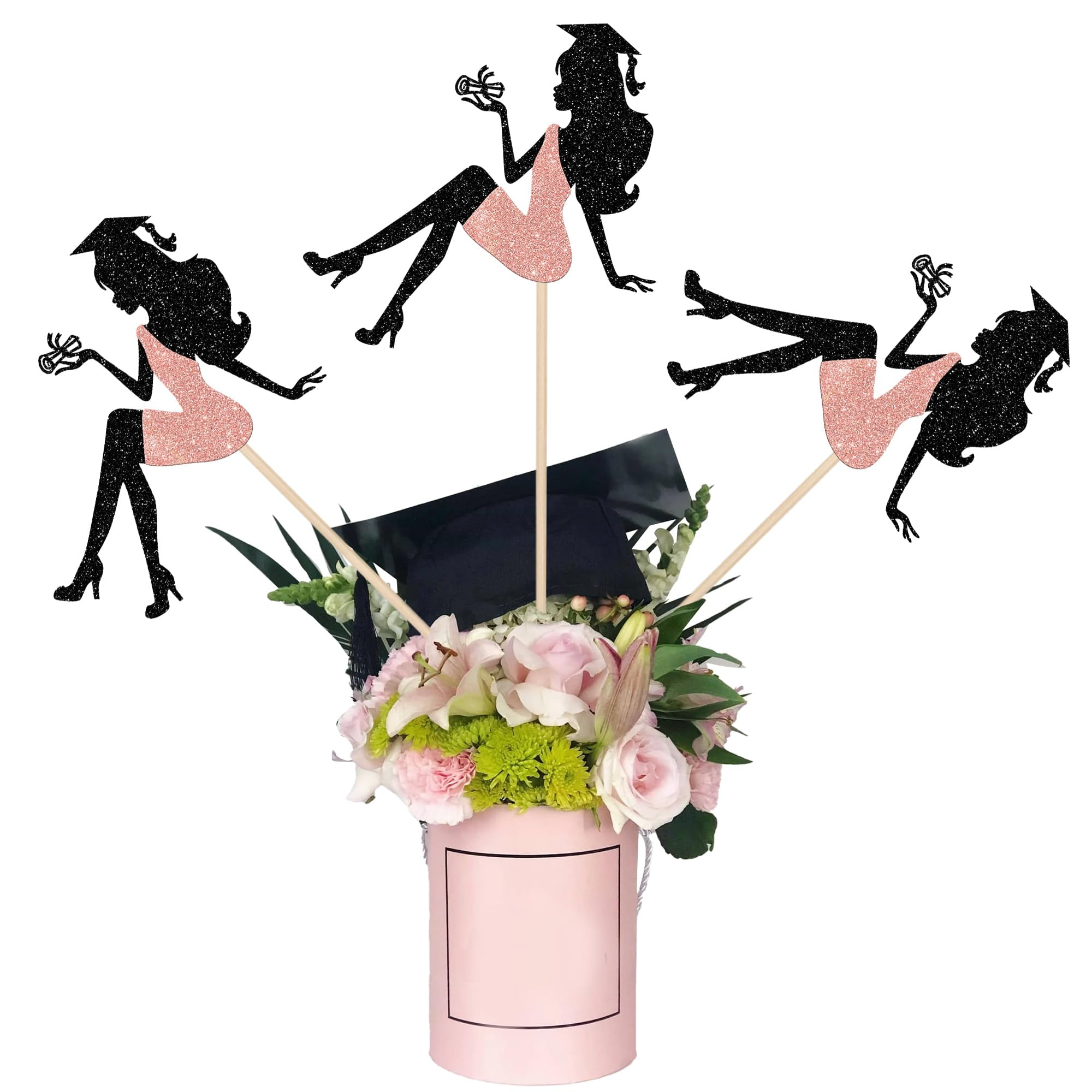 12 PCS High Heel Girl Graduation AIS1 Centerpiece Sticks Cap Diploma ...
