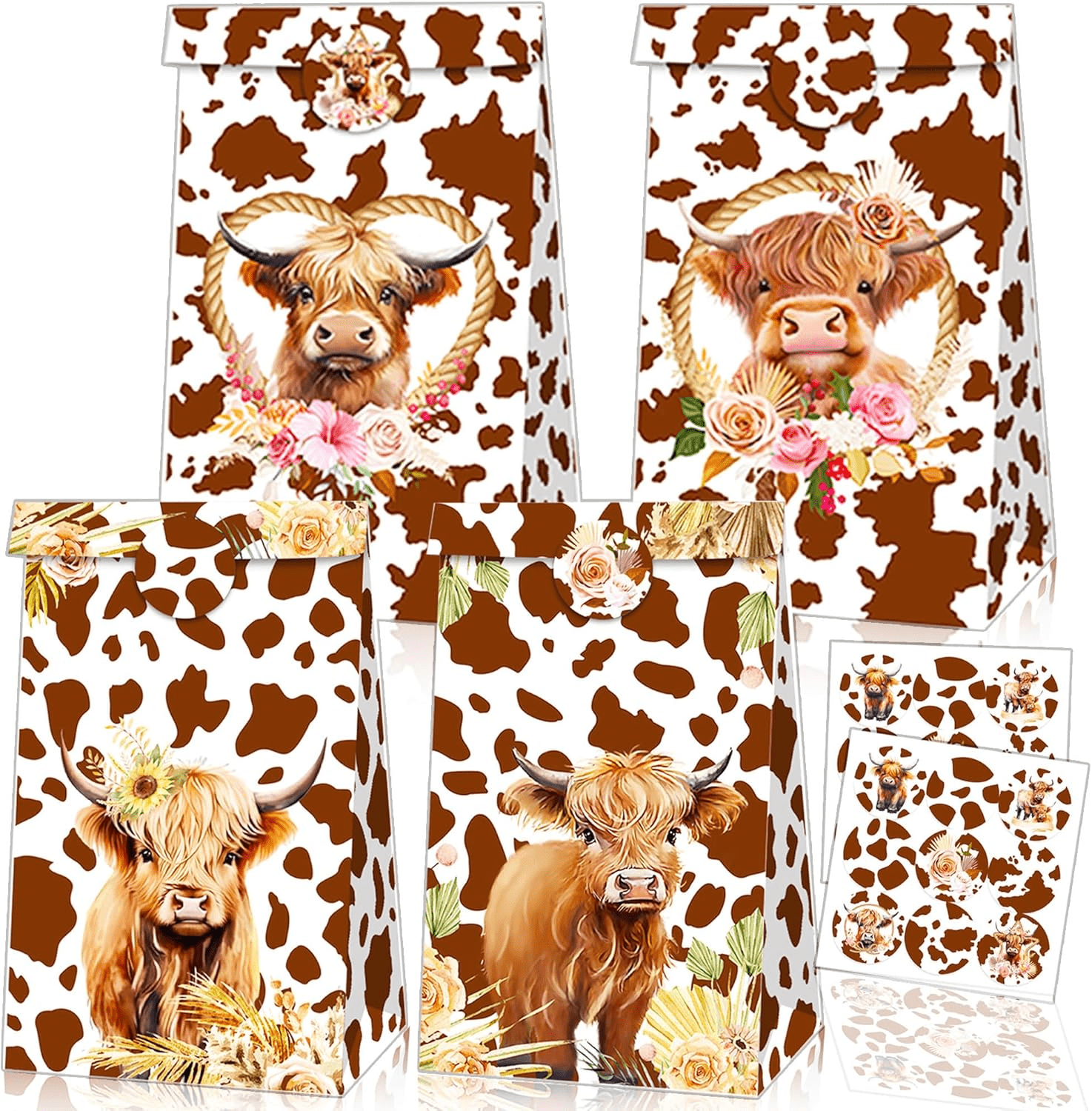 12 PCS Highland Cow Party Favors Bags Highland Cow Party Supplies Treat ...