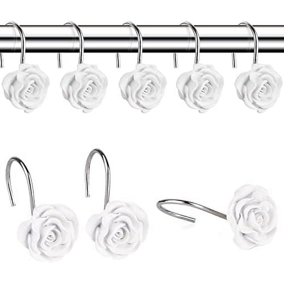 12 PCS Home Fashion Decorative Anti Rust Shower Curtain Hooks Rose ...