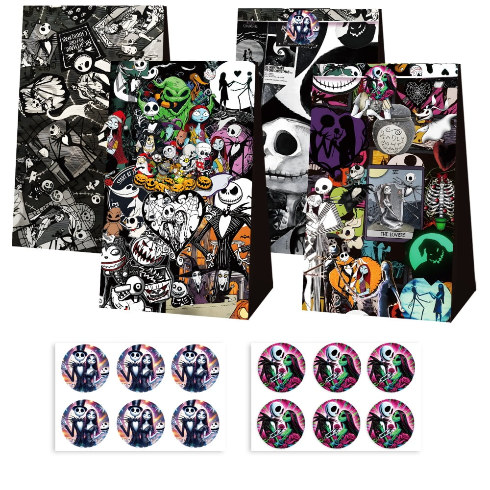 12 PCS Jack Skellington Kraft Paper Goodie Bag Small Gift Bags for Jack ...