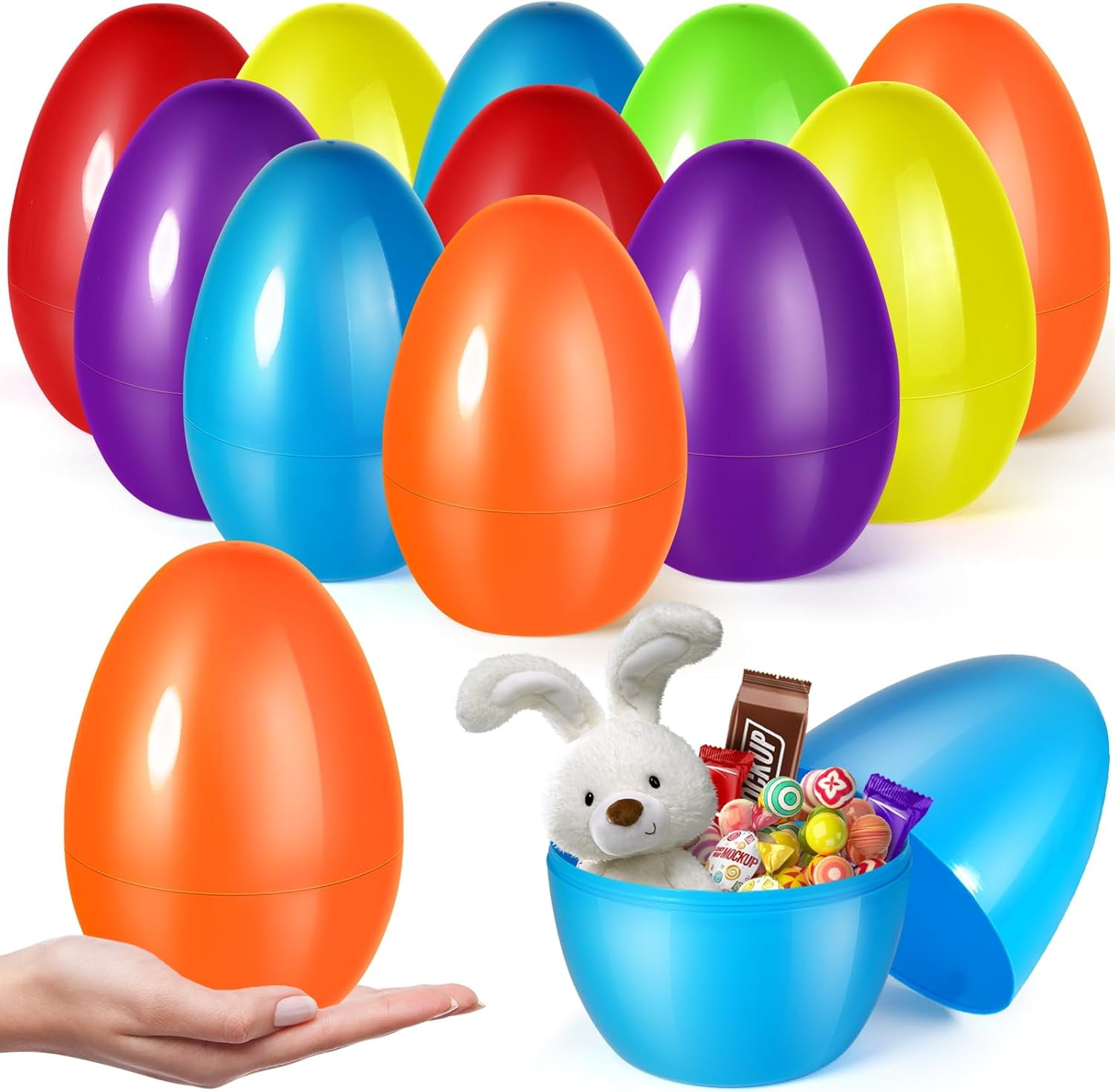 12 PCS Jumbo Easter Eggs, 10 Inch Large Solid Color Easter Eggs for ...