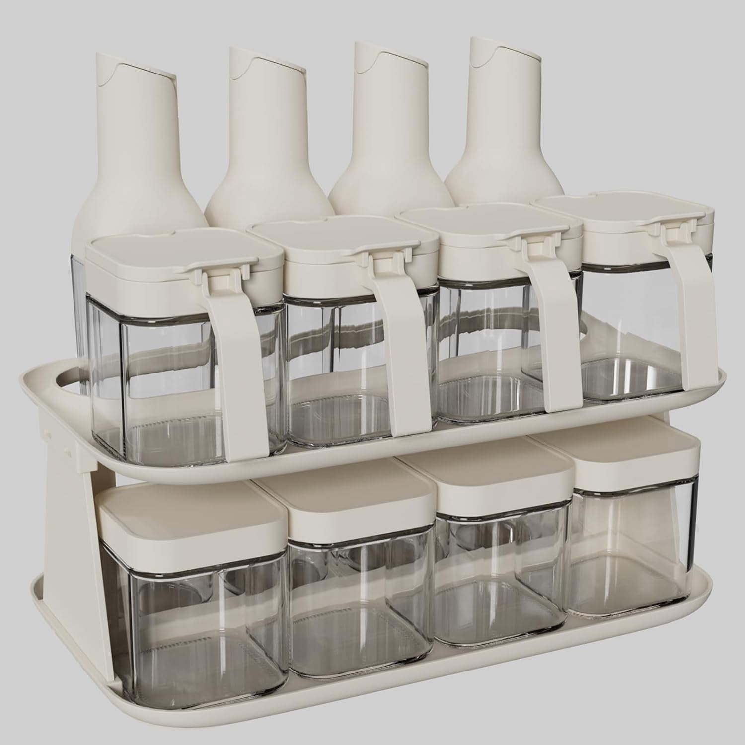 12 PCS Kitchen oil dispensers Spice Jars And Food Conainers Set, Clear ...
