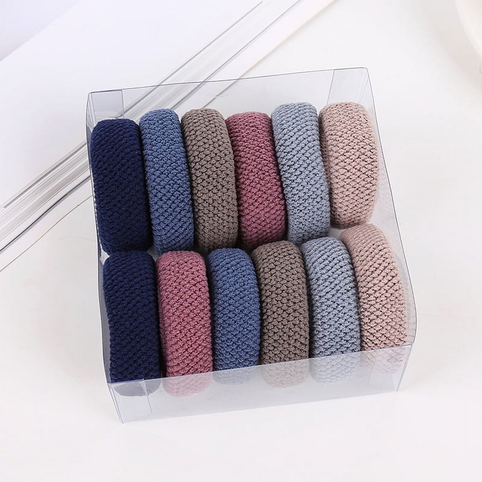 12 PCS Large Thick Hair Bands Seamless Cotton Hair Ties Ponytail ...