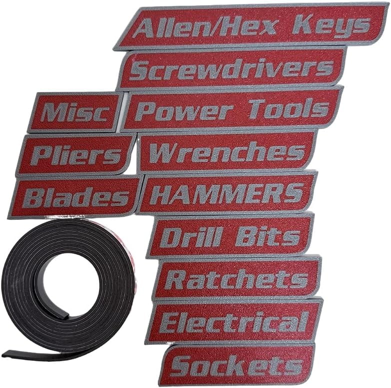 12 PCS Magnetic Toolbox Labels - 3D Reusable Tool Box Organization ...