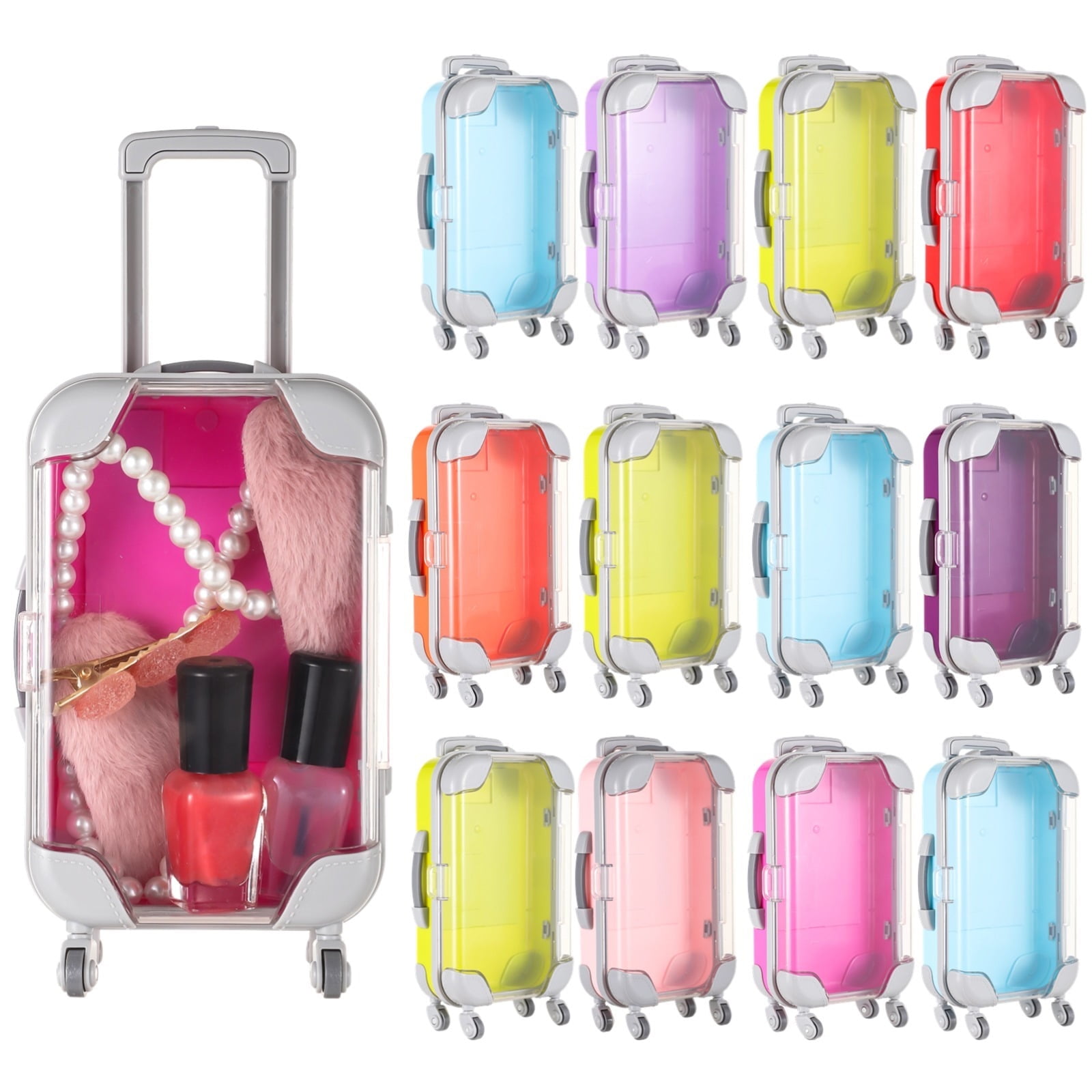 12 PCS Mini Suitcase Storage Boxes, Assorted Color False Eyelash ...
