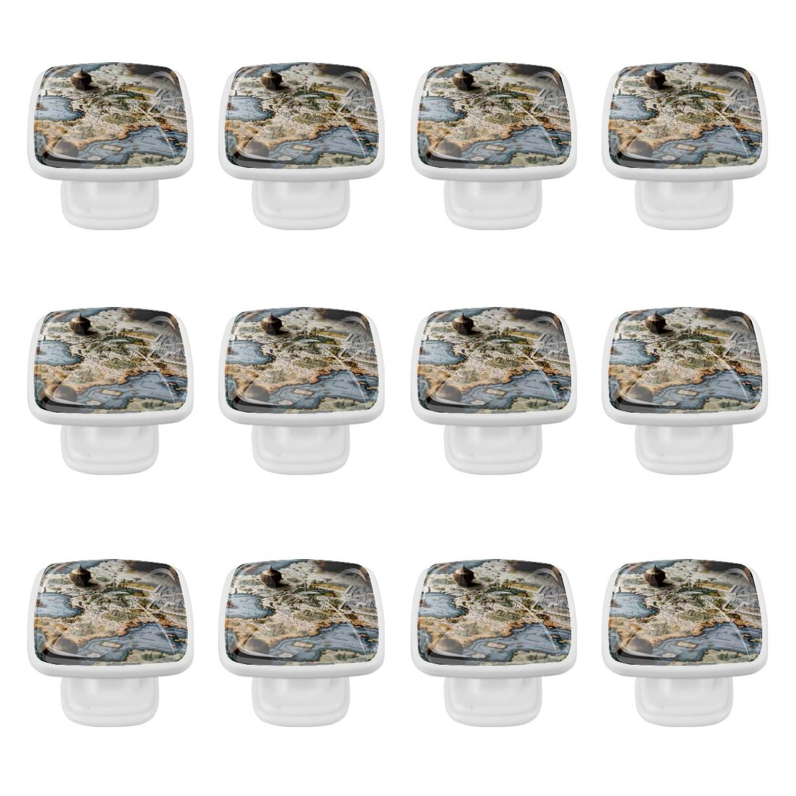 12 PCS Modern Cabinet Knobs, Bathroom Drawer Handles, Map Block Handle ...