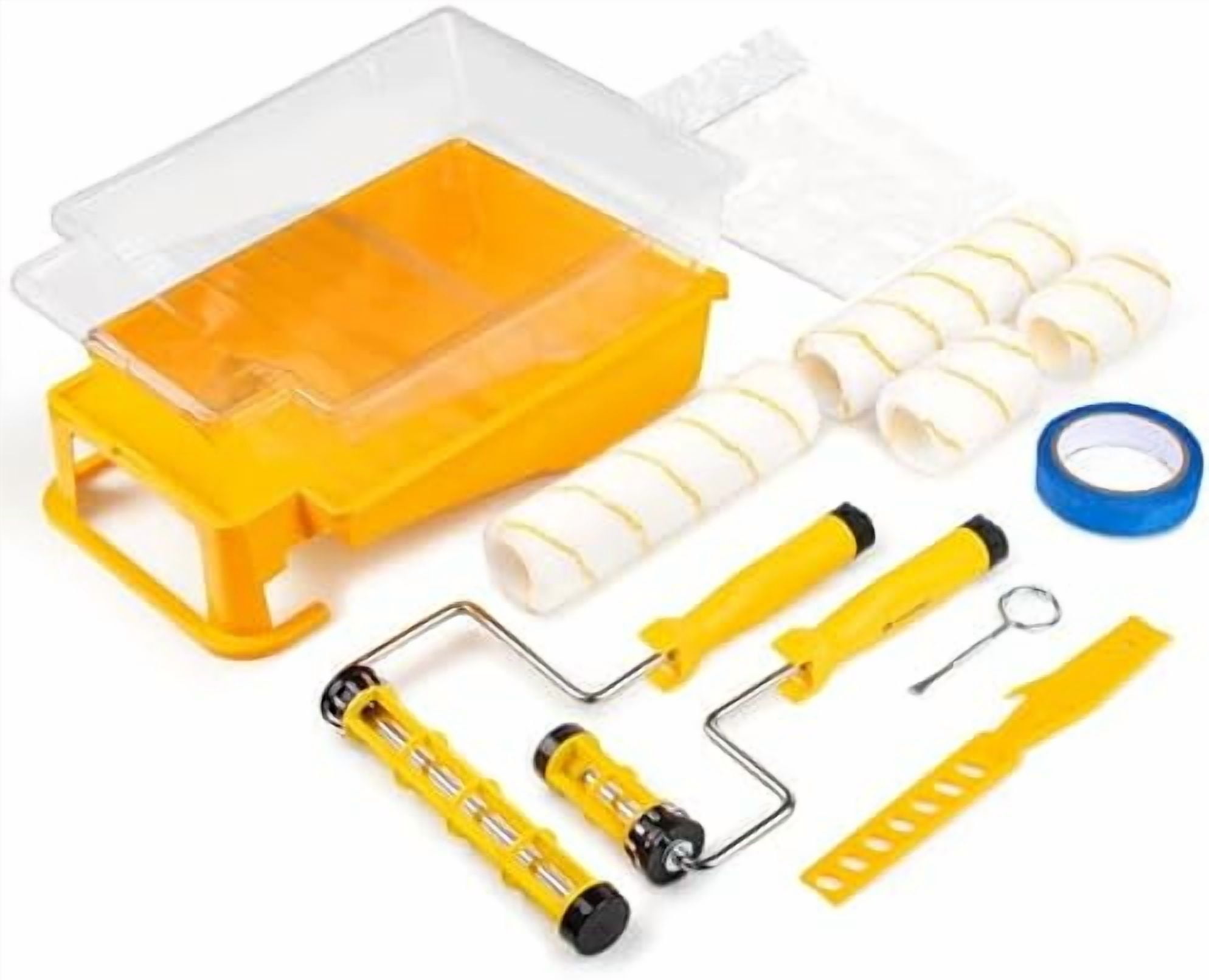 12 PCS Paint Roller Kit, Deep Grooved Foot Paint Tray, Paint Tray Liner ...