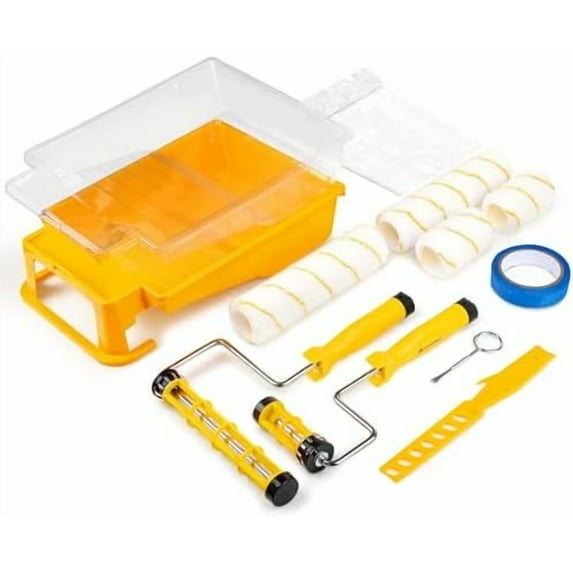 12 PCS Paint Roller Kit, Deep Grooved Foot Paint Tray, Paint Tray Liner ...