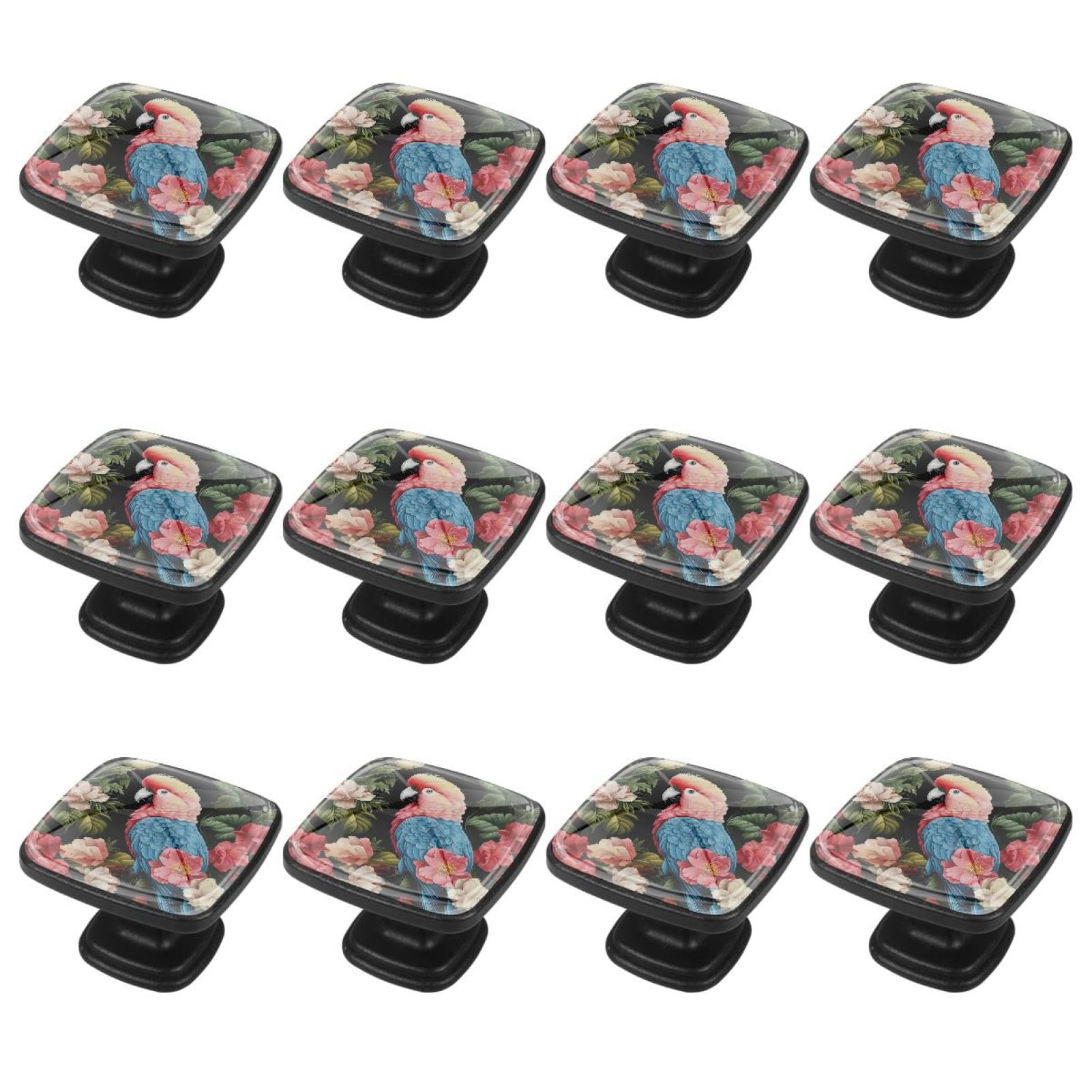 12 PCS Parrot Drawer Knobs Square Cabinet Handles with Screws Furniture ...