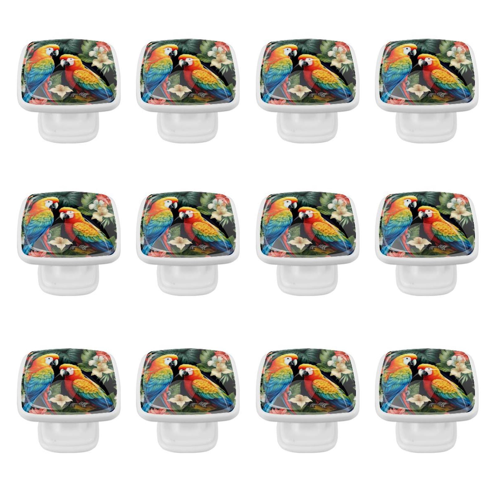 12 PCS Parrot Drawer Knobs Square Cabinet Handles with Screws Furniture ...