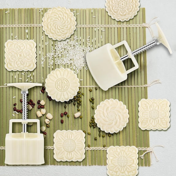 12 PCS Pattern Hand-Pressure Mooncake Molds for Mid-Autumn DIY Pastry ...