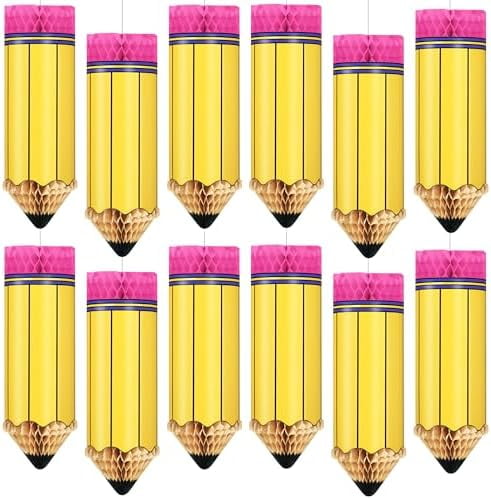 12 PCS Pencil Hanging Honeycombs Back to School Hanging Classroom ...
