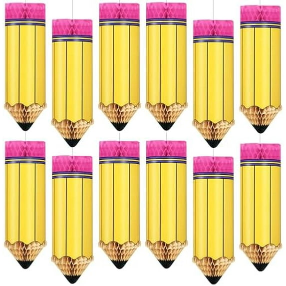 12 PCS Pencil Hanging Honeycombs Back to School Hanging Classroom ...