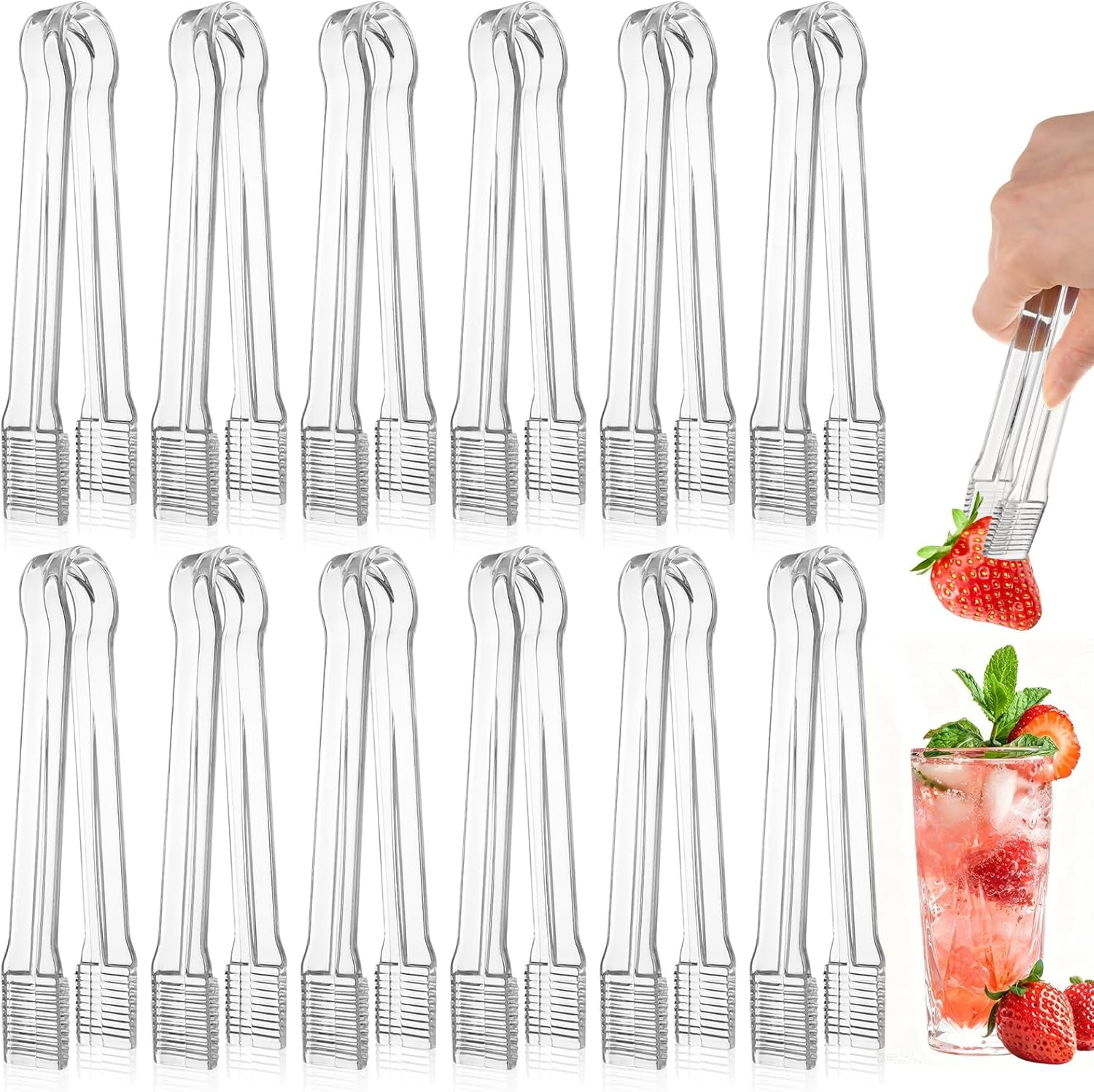 12 PCS Plastic Serving Tongs, 6.3 Inches Clear Disposable Tongs Kitchen ...