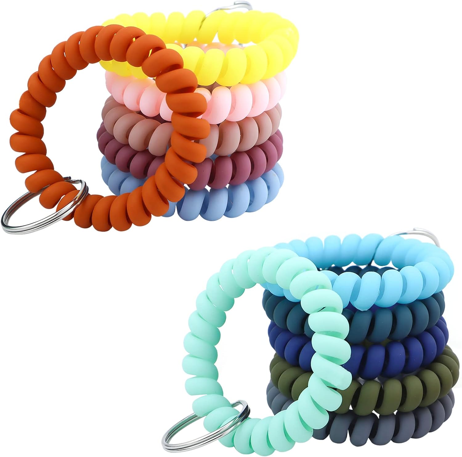 12 PCS Plastic Spring Wrist Keychain Stretchable Wristband Wristlet ...