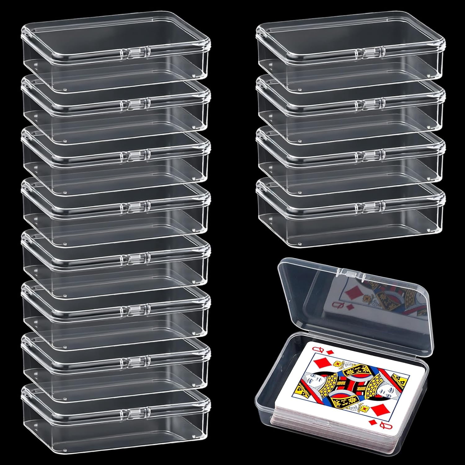 12 PCS Playing Card Case Clear Plastic Boxes Storage Holder for Games ...