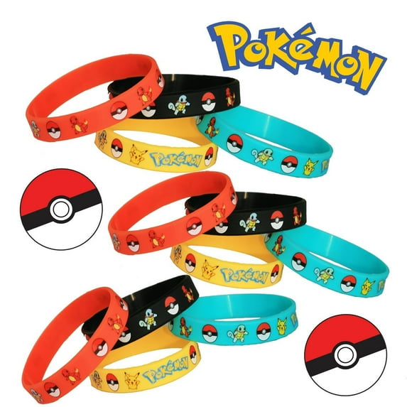 12 PCS Pokemon Rubber Bracelets Wristband -Birthday Party Favors ...