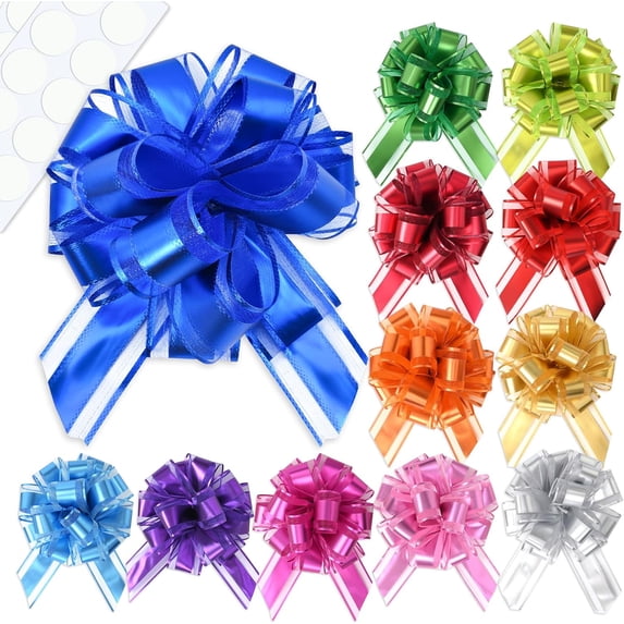 12 PCS Pull Bows for Gift Wrapping, 7 Inch Extra Large Gift Bows ...