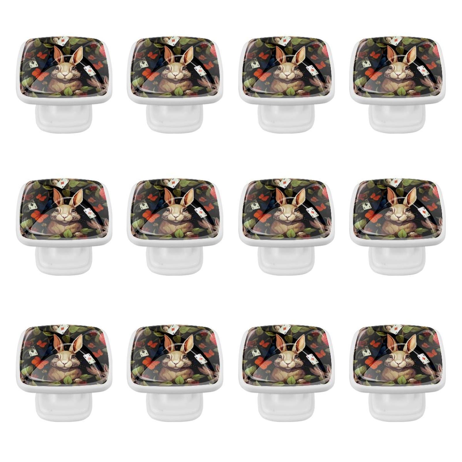 12 PCS Rabbit Bunny Drawer Knobs Square Cabinet Handles with Screws ...