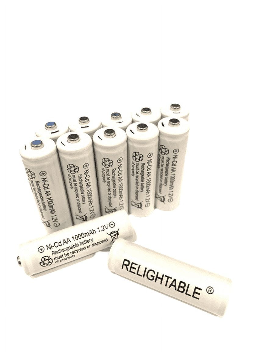 12-PCS Rechargeable NiCd AA 1000mAh 1.2V Ni-Cad Batteries Solar-Powered ...