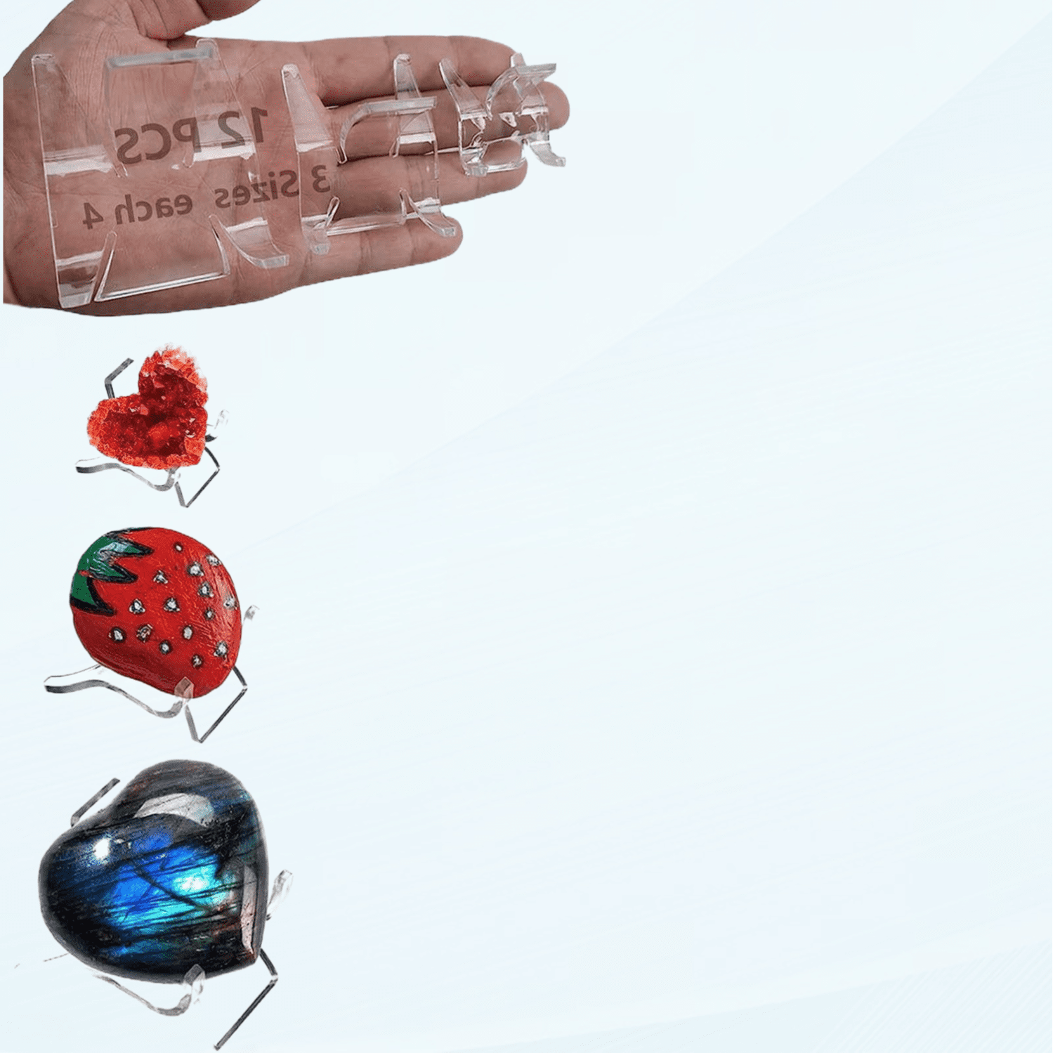 12 PCS Rock Display Stand Mini Acrylic Easel Stands ( 3 Sizes ) Acrylic ...