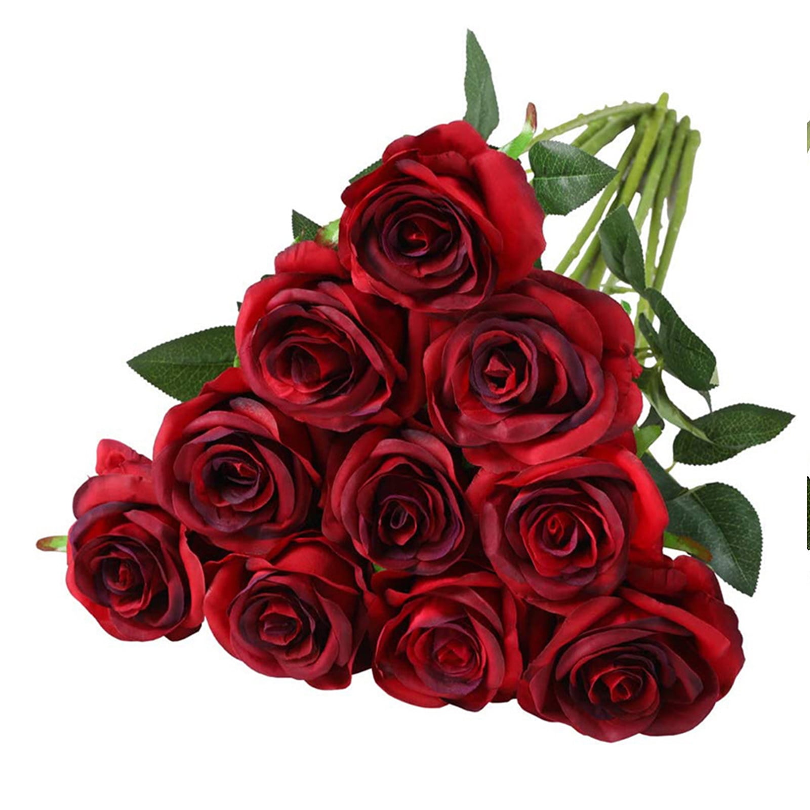 12 PCS Rose Artificial Flowers Silk Roses with Stems Realistic Fake ...