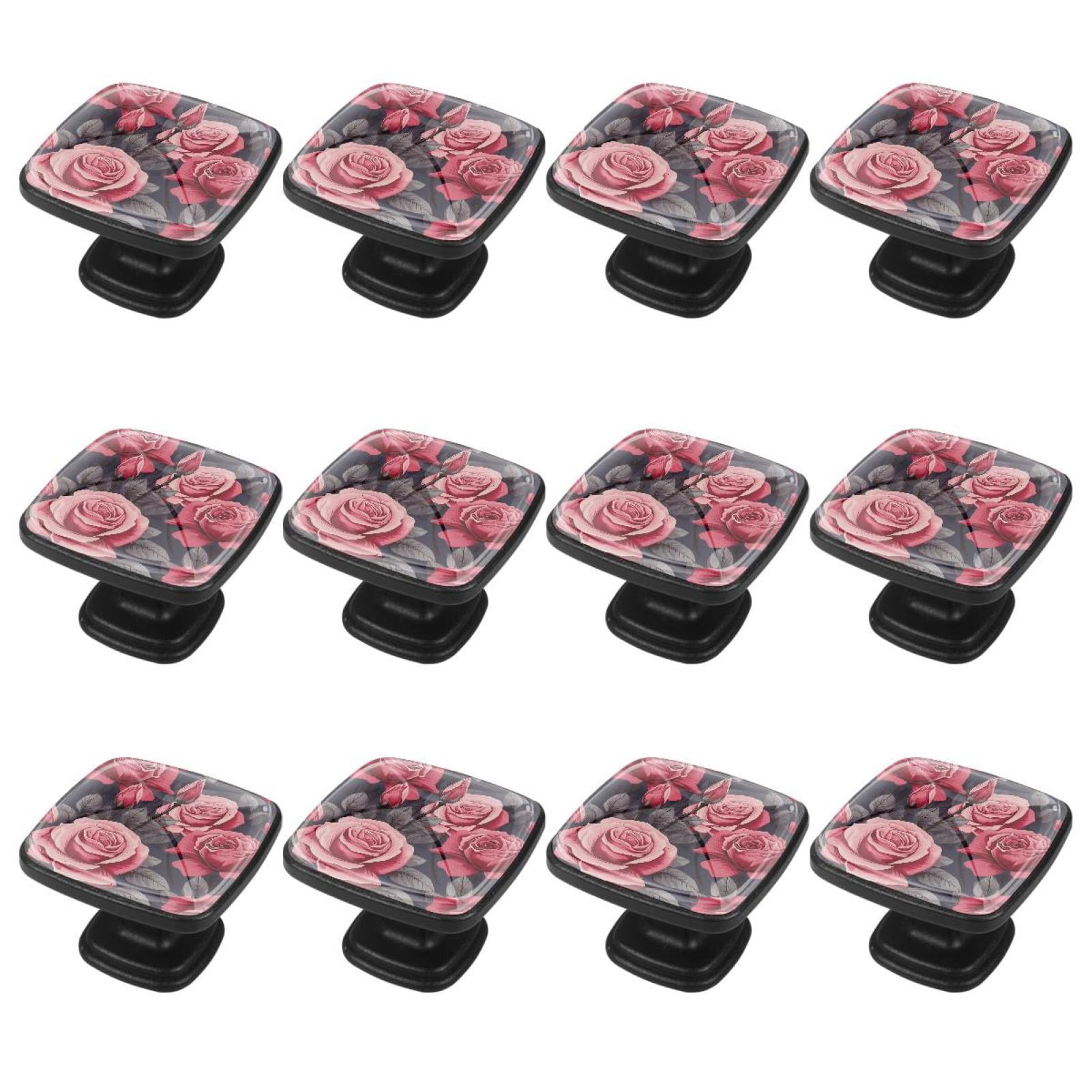 12 PCS Rose Drawer Knobs Square Cabinet Handles with Screws Furniture ...