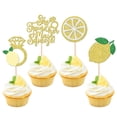 12 PCS She Found Her Main Squeeze Lemon Cupcake Toppers, Glitter Gold ...
