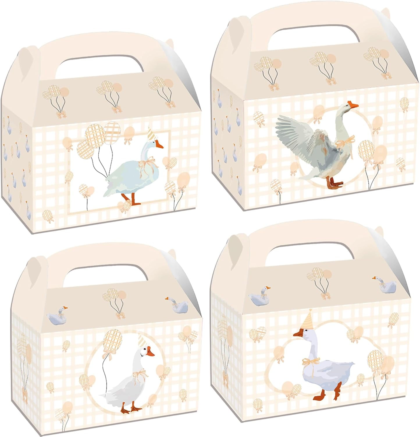 12 PCS Silly Goose Beige Gingham Party Treat Boxes Bithday Party Favor ...