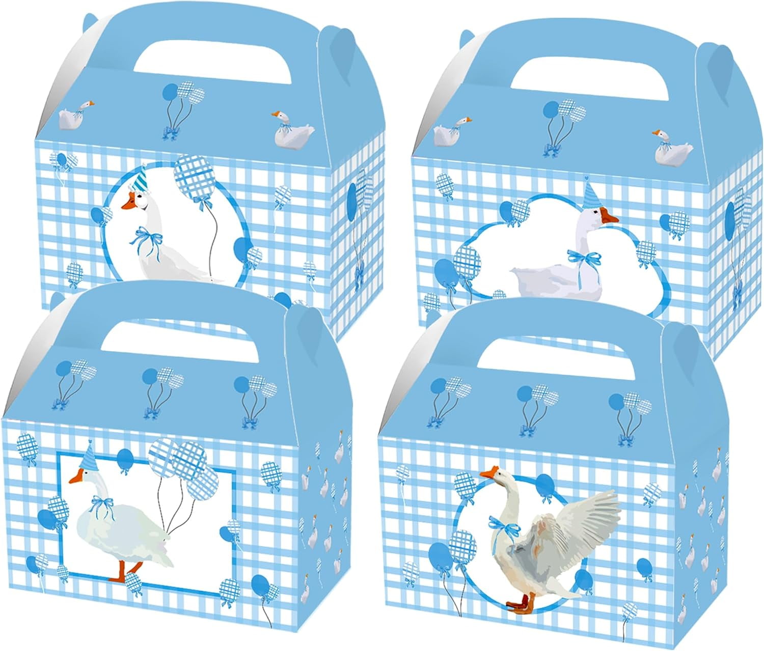 12 PCS Silly Goose Blue Gingham Party Treat Boxes Bithday Party Favors ...