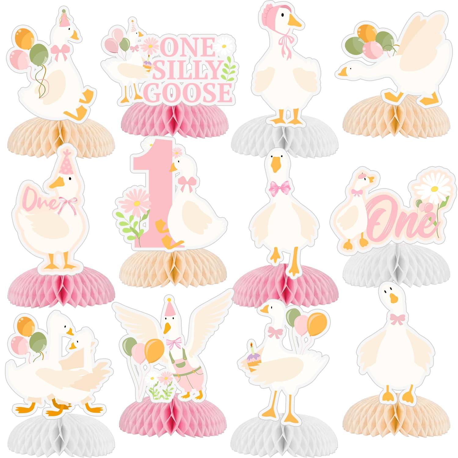 12 PCS SillyTRDN Goose Honeycomb Centerpieces, One Silly Goose Party ...