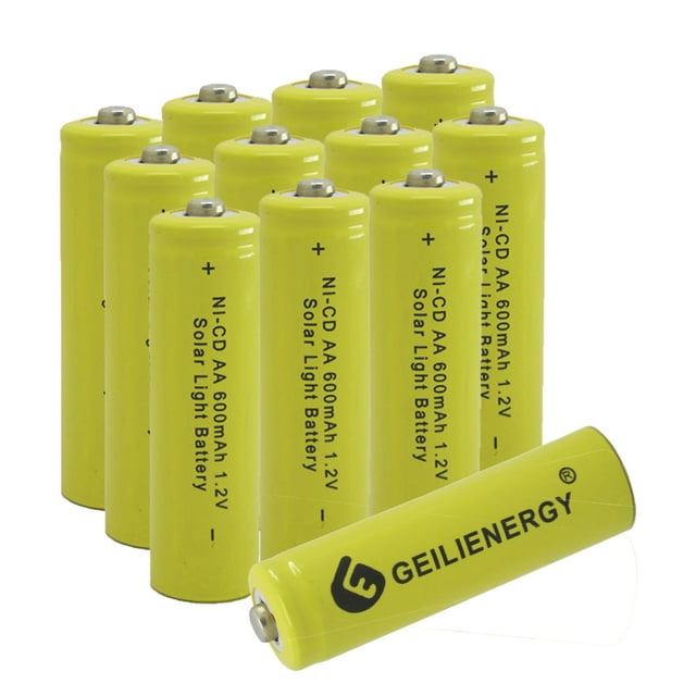 12-Pack Solar Powered AA Ni-MH 600mAh 1.2V Rechargeable Batteries for ...