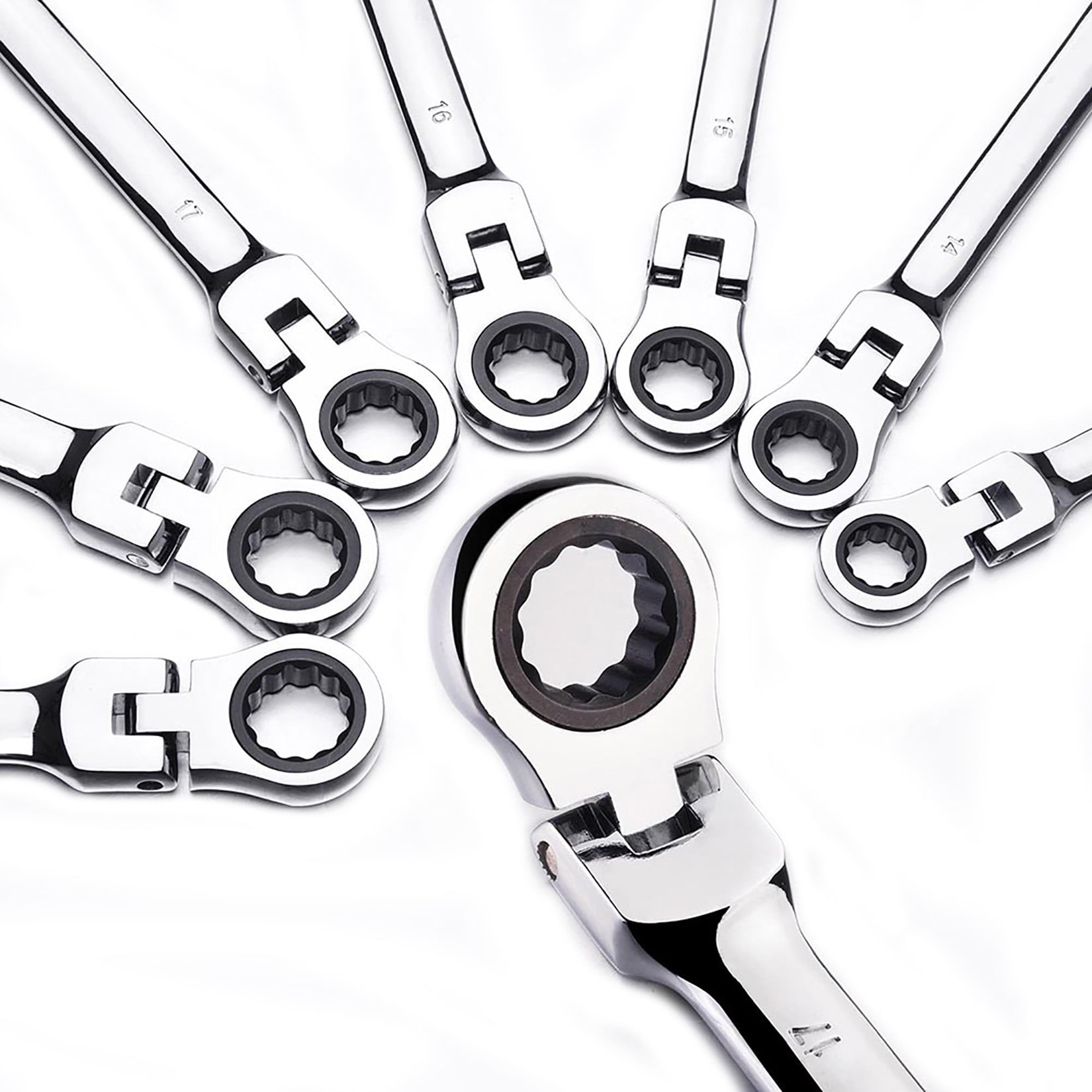 "12 PCS Spanner Tool Set, 8-19mm Metric 180 Degree Pivoting Flex Head ...