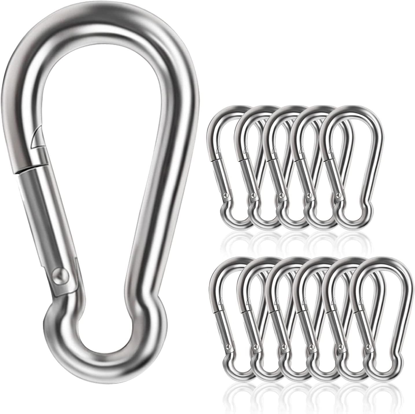 12 PCS Spring Snap Hook, 304 Stainless Steel Carabiner Clip Metal Clip ...