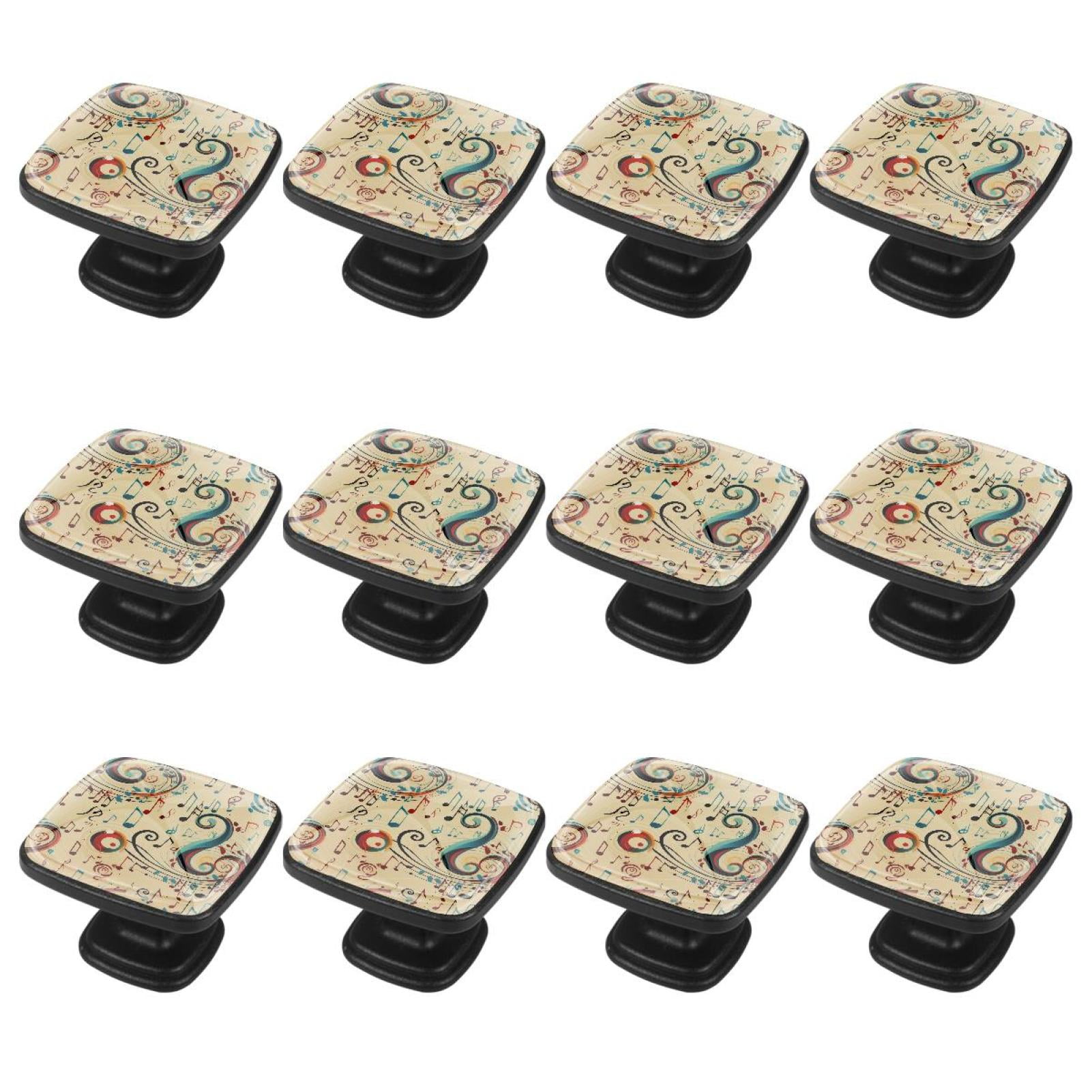 12 PCS Square Cabinet Knobs Music Note Drawer Handles Pull with Screws ...