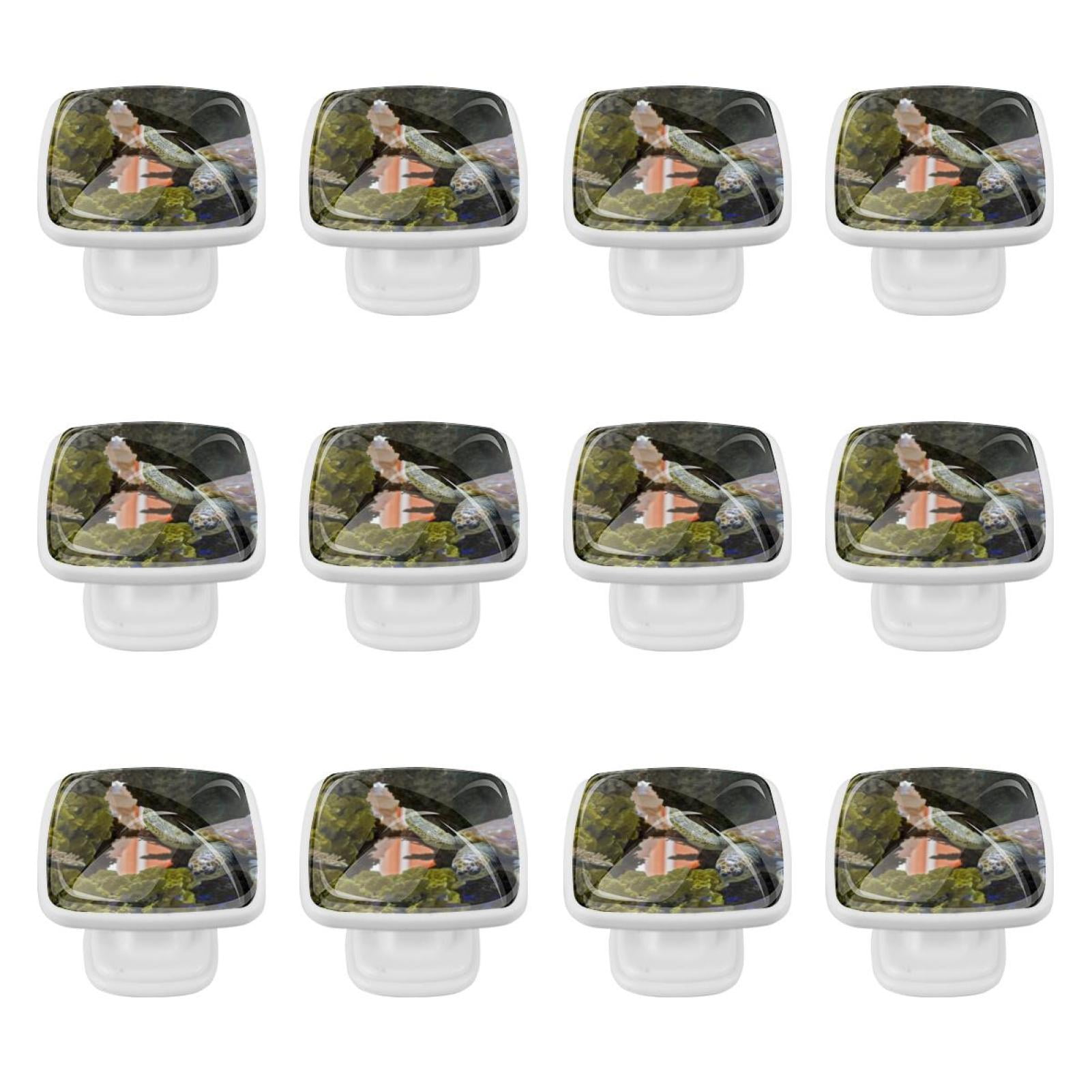12 PCS Square Drawer Pulls with Screws Animal Sea Turtle Underwater ...