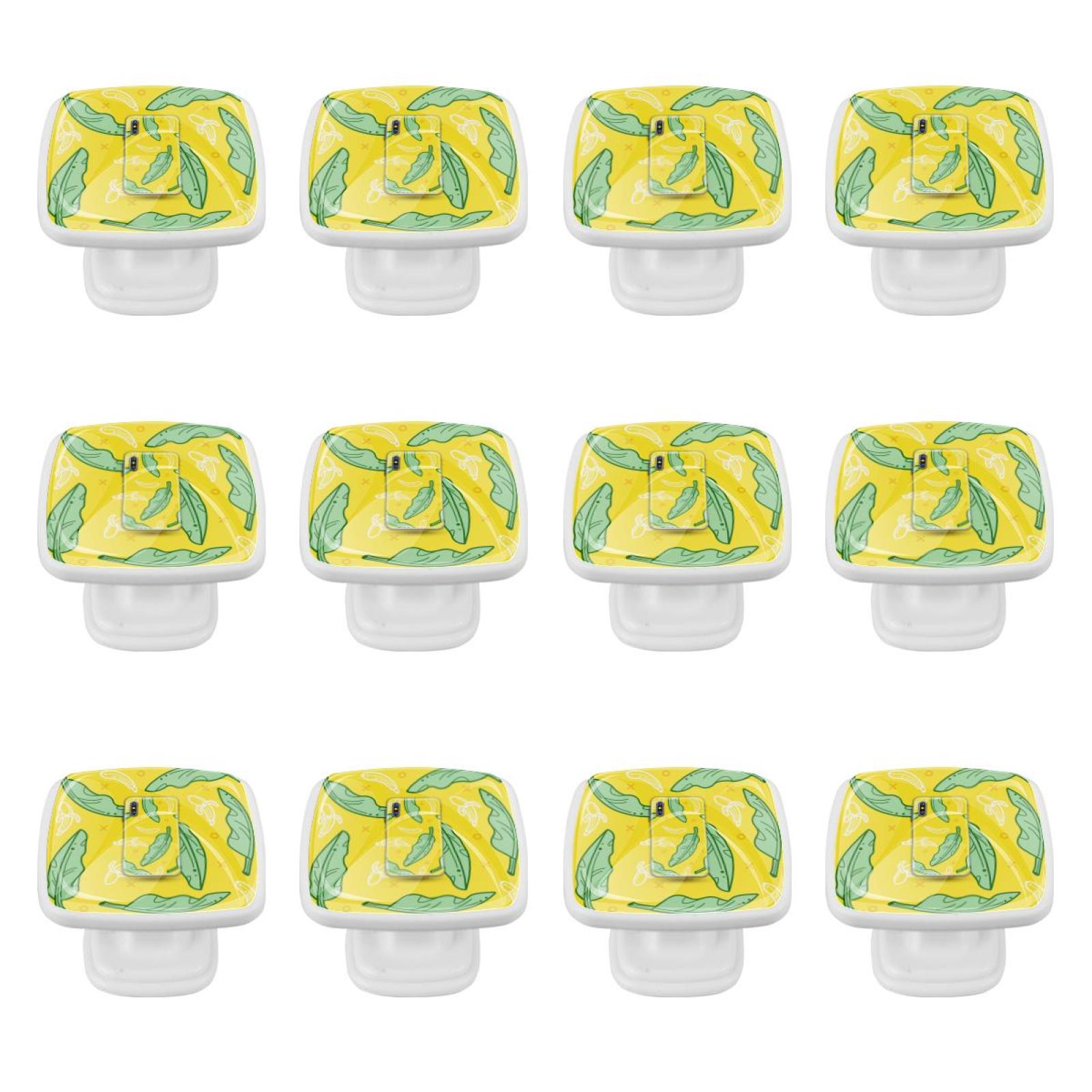 12 PCS Square Drawer Pulls with Screws Banana Leaf Yellow Phone Pattern ...