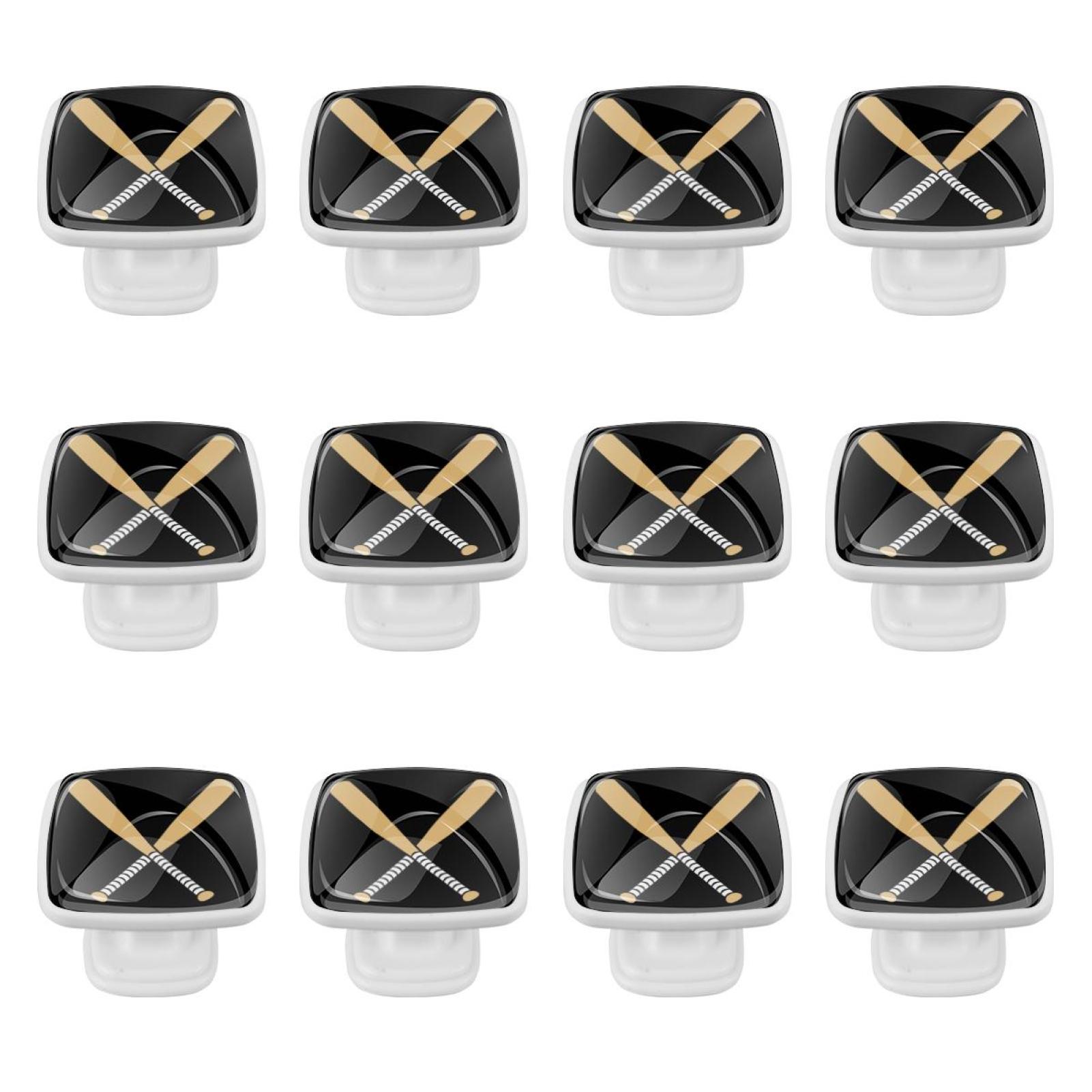 12 PCS Square Drawer Pulls with Screws Baseball Bat with Black ...