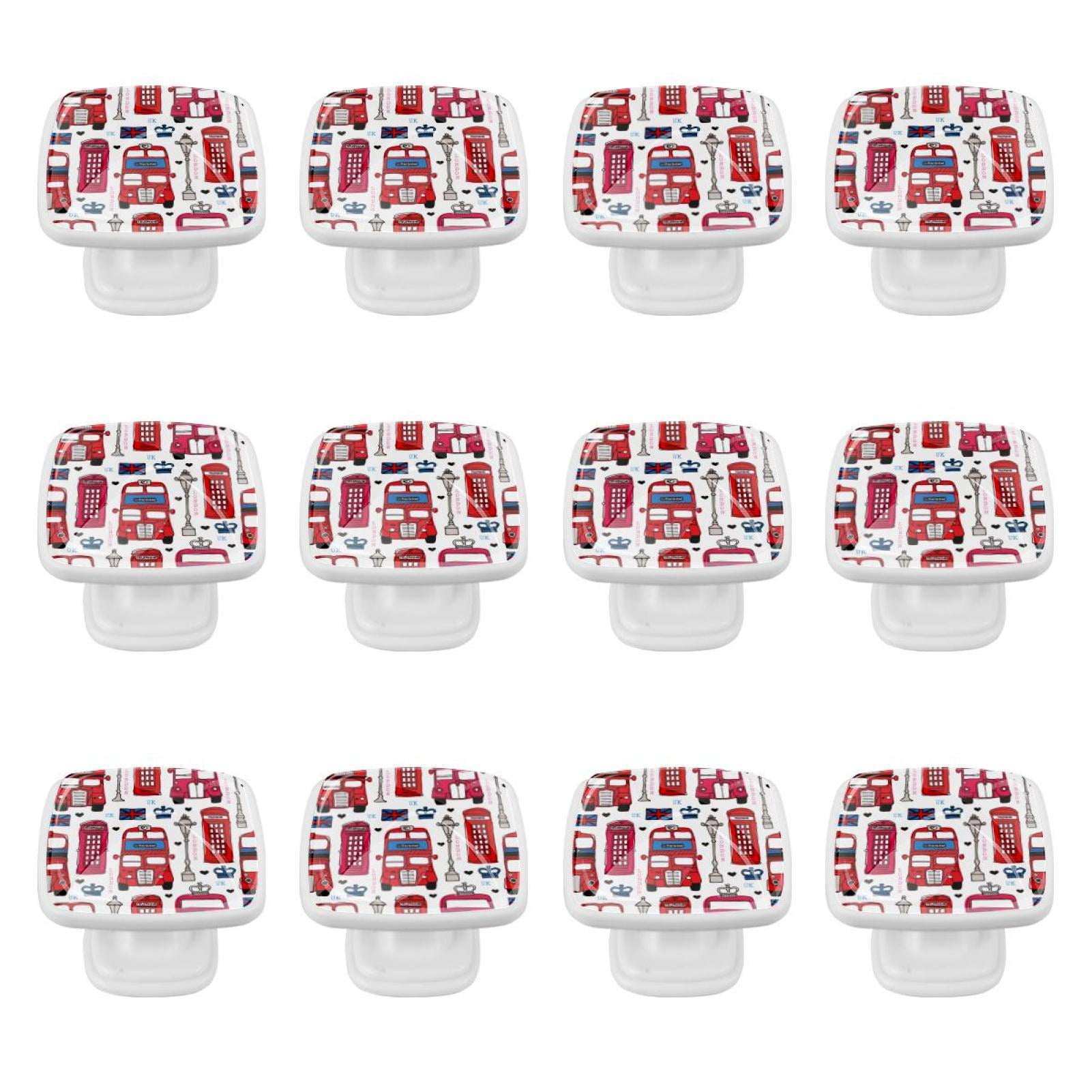 12 PCS Square Drawer Pulls with Screws London Love UK Bus - Walmart.com