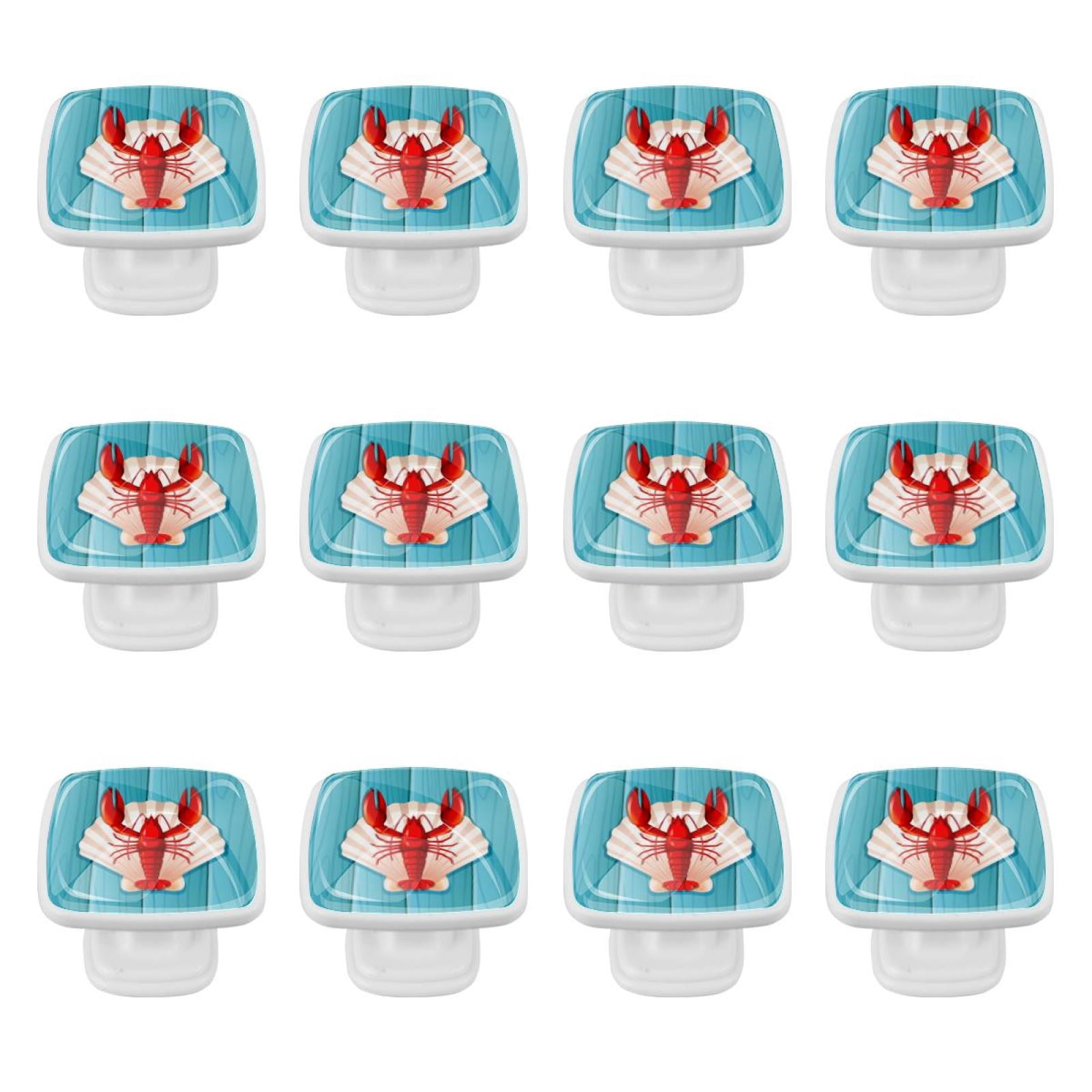 12 PCS Square Drawer Pulls with Screws Lopster on the Scallop Shell ...