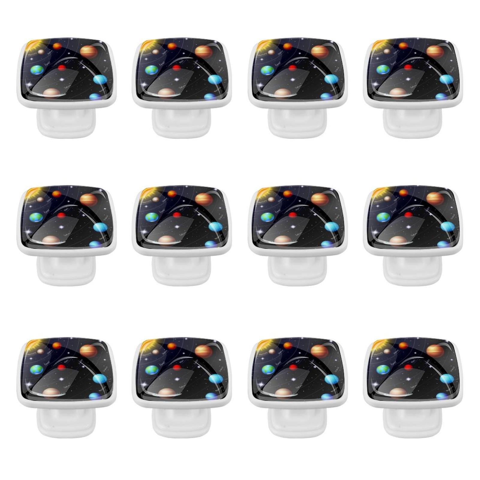 12 PCS Square Drawer Pulls with Screws Outer Space Solar System Mars ...