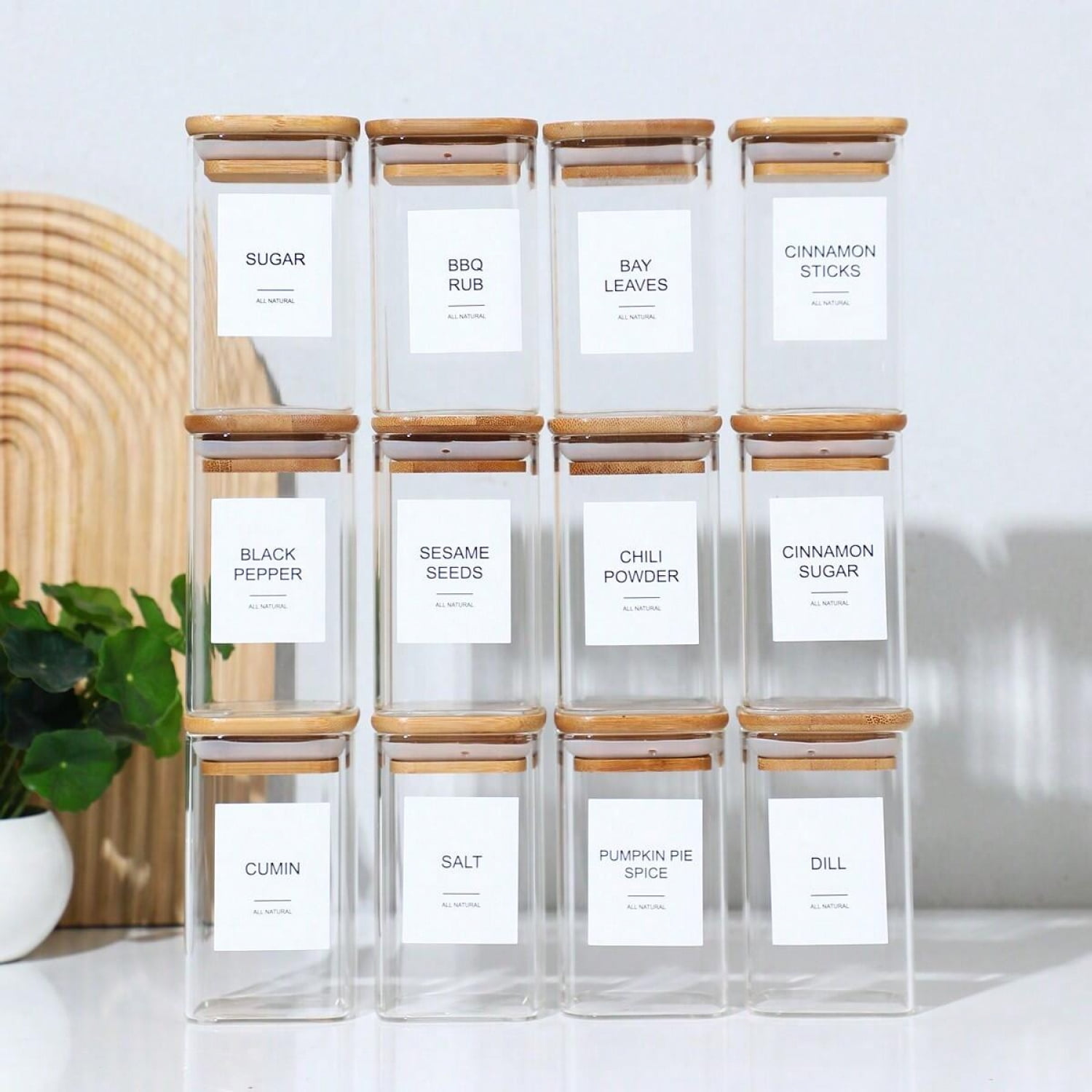 12 PCS Square Seasoning Jar Pepper Seasoning Bottle Pepper Powder ...