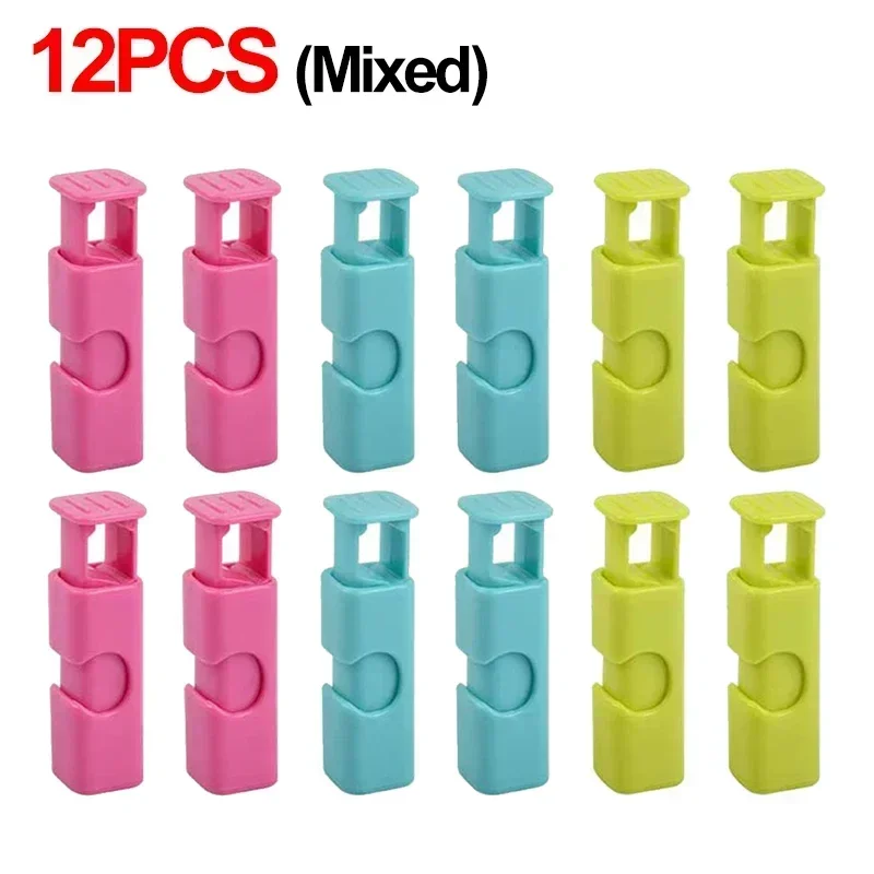 12 PCS Squeeze Bread Bag Clips Reusable Fresh Food Seal Plastic Clip ...