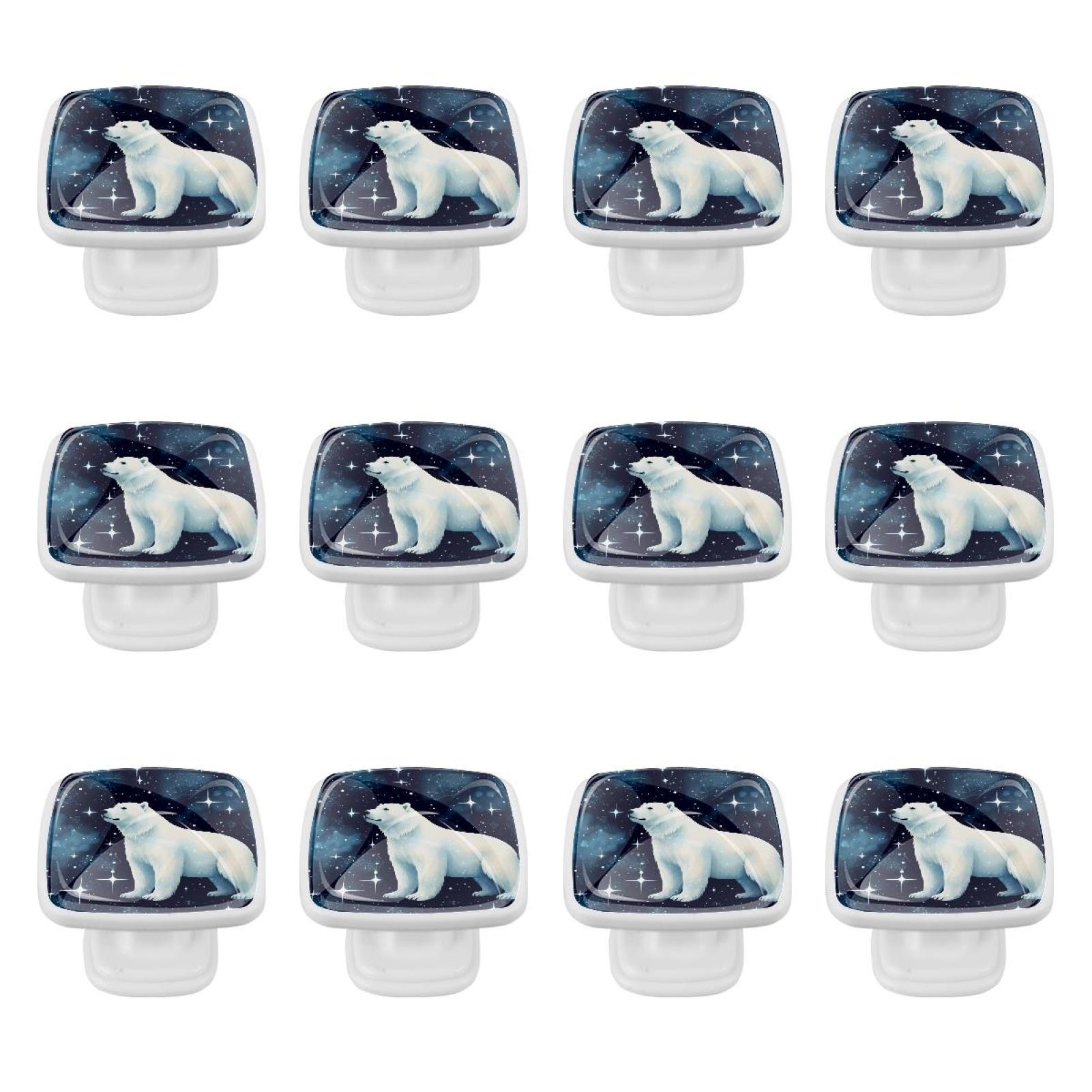 12 PCS Starry Polar Bear Drawer Knobs Square Cabinet Handles with ...